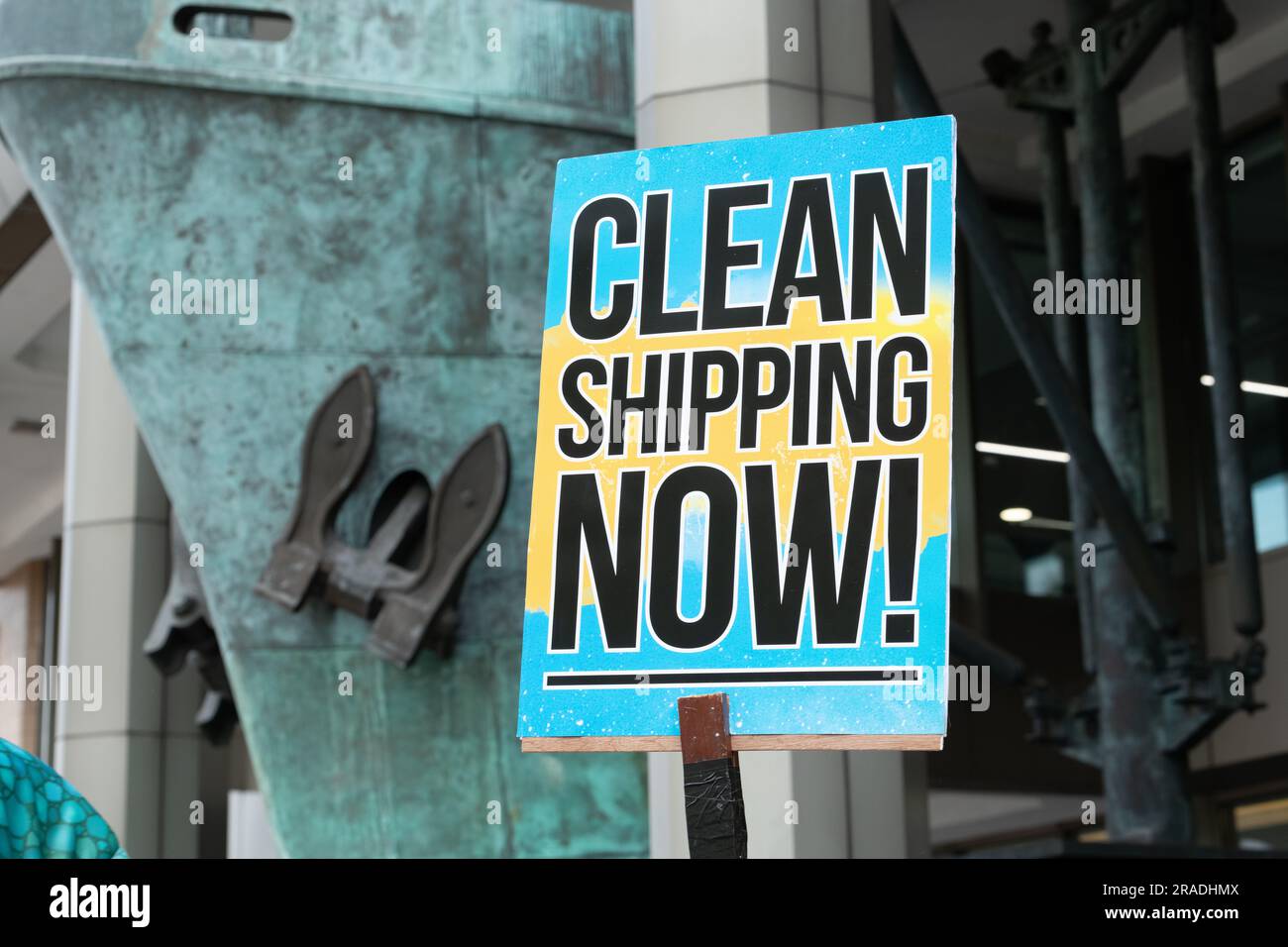 London, UK. 3 July, 2023. Activists from the Clean Shipping Coalition ...