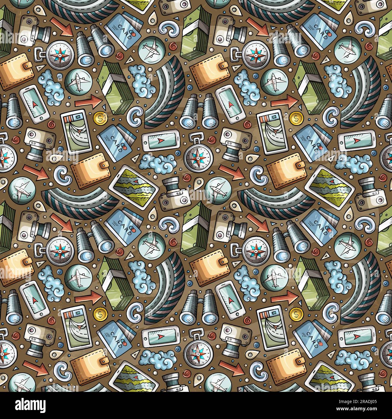 Cartoon Traveling seamless pattern with lots of objects Stock Vector ...
