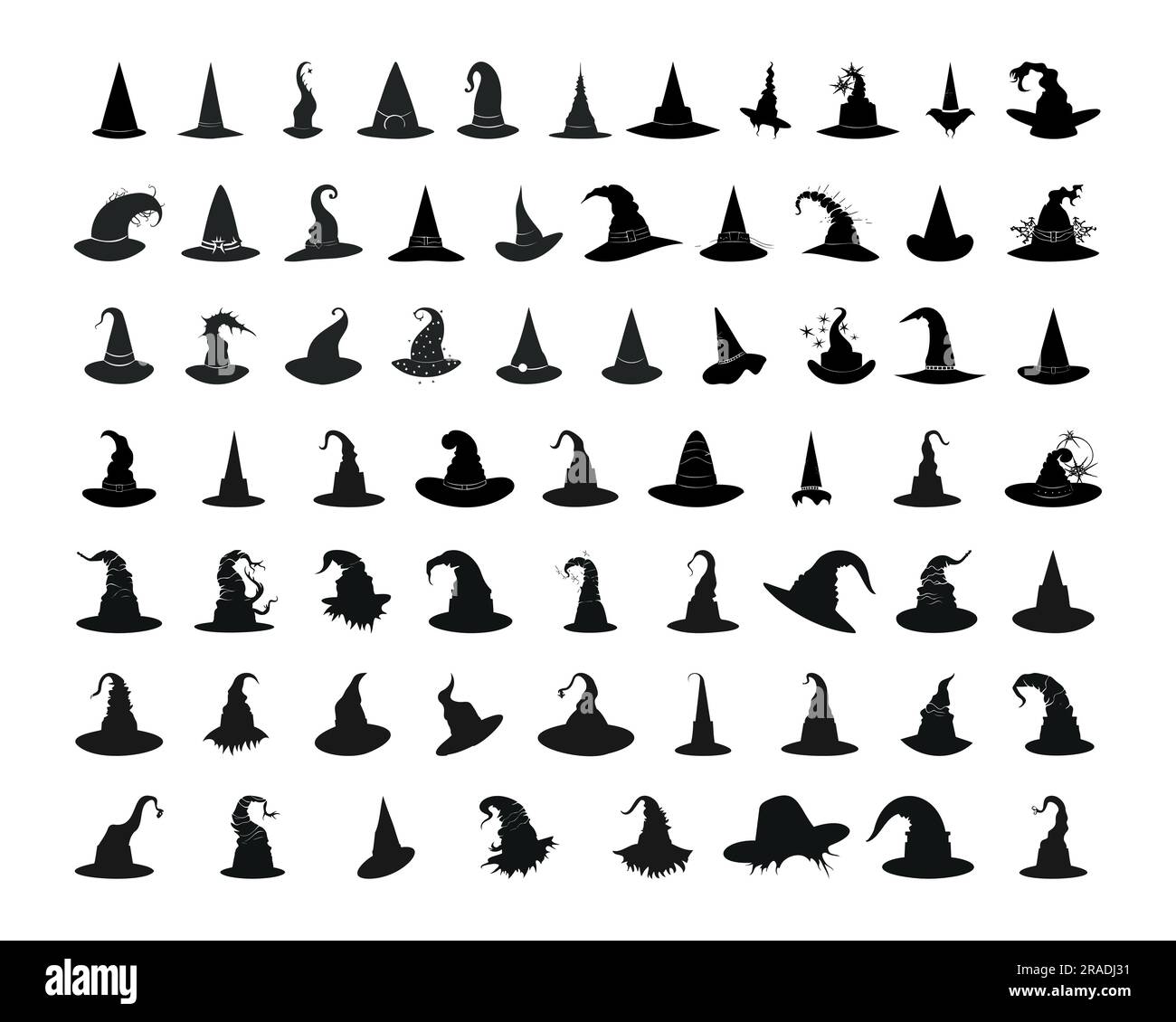 Set of witch hats icon silhouette, clip art Stock Vector Image & Art ...