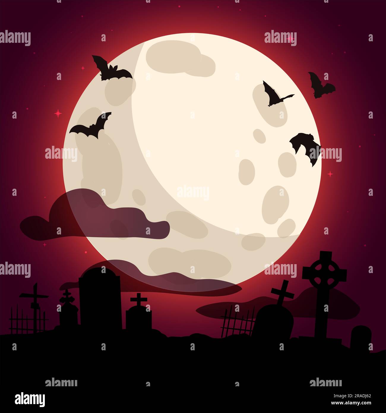 Vector full red moon, isolated on red background Stock Vector Image ...