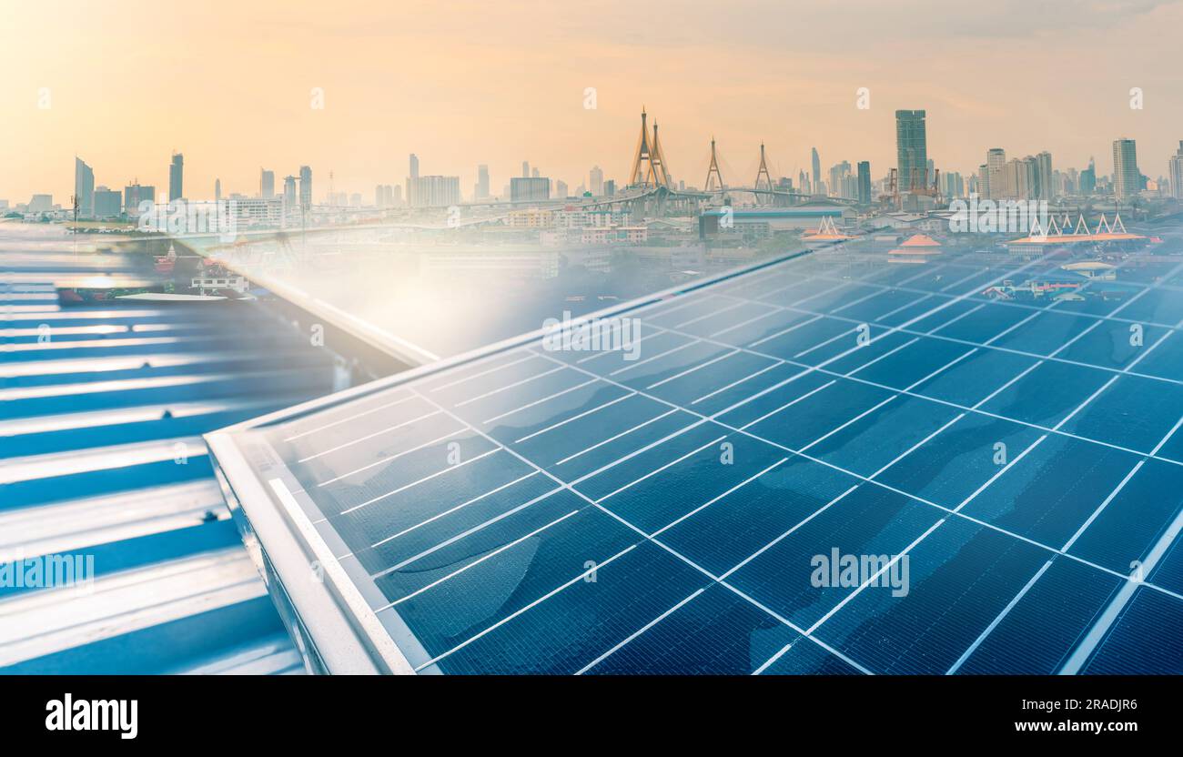 Sustainable energy. Solar panels, renewable energy, and eco-friendly ...