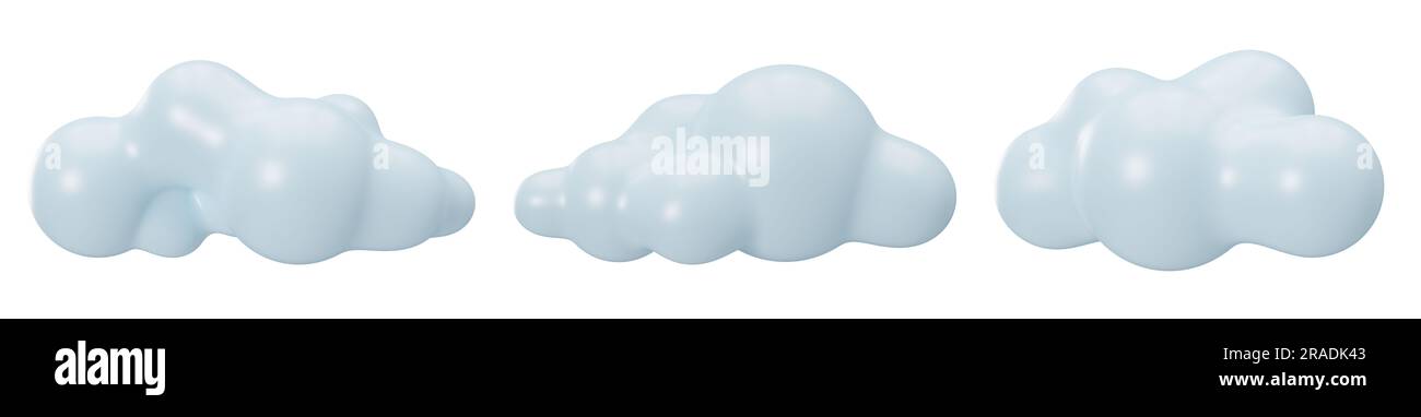 Light blue 3D clouds isolated on white background. Cut out design ...