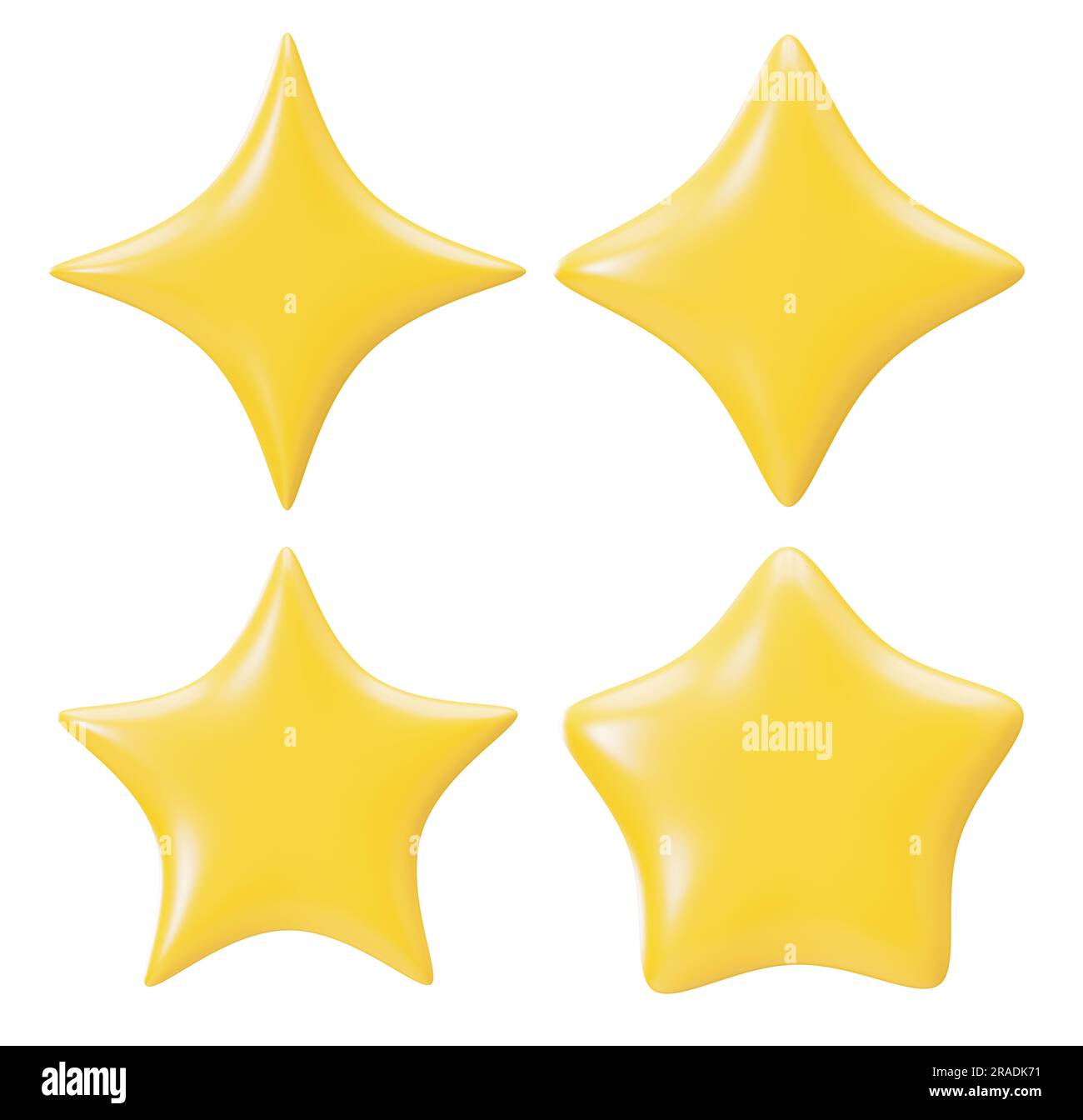 Yellow 3D stars group isolated on white background. Cut out design ...