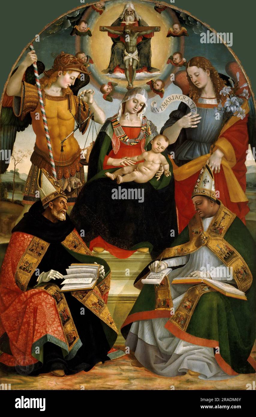 Archangels michael and gabriel and saints augustine and athanasius hi ...