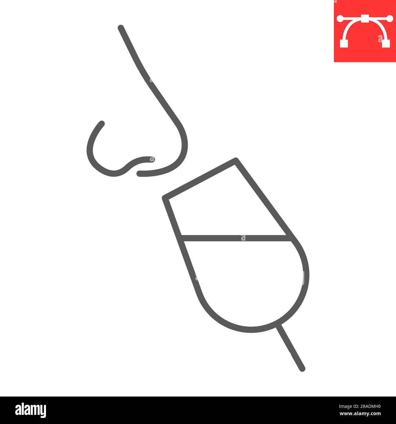 Wine tasting line icon, drink and alcohol, sommelier vector icon, smell ...