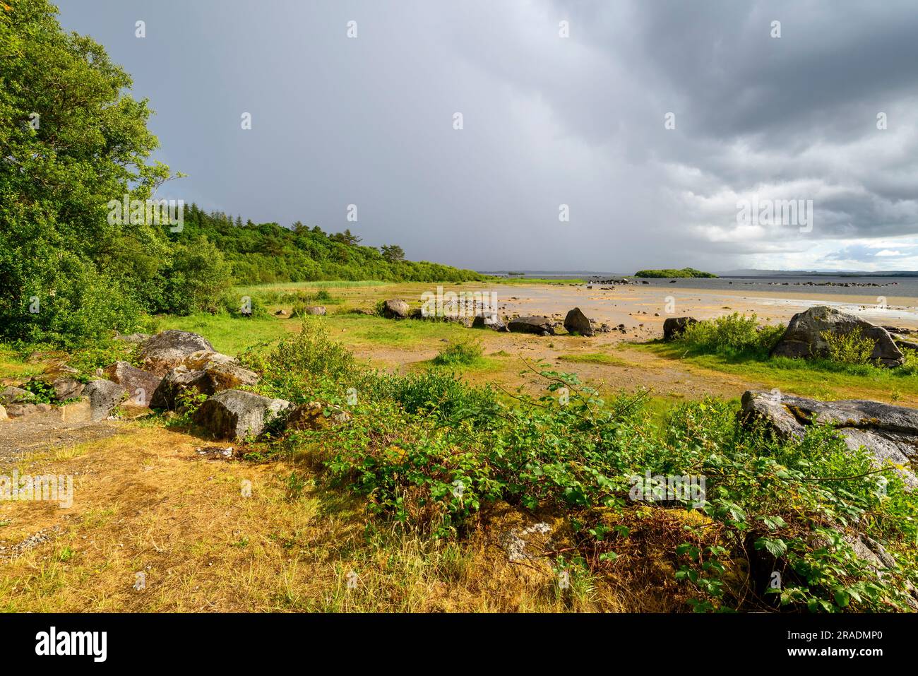 Storm clouds from thunderstorm, Pontoon, Lough Cullin, County Mayo ...