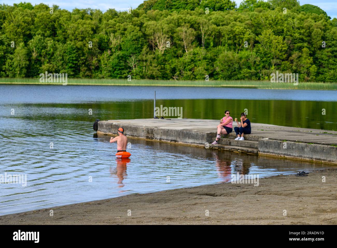 Cold water swimmer, Errit Lough, County Roscommon, Ireland Stock Photo ...