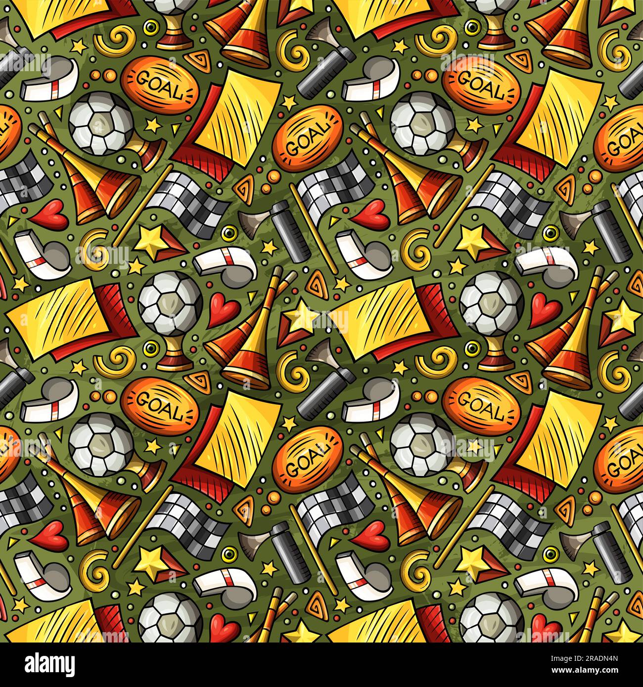 Cartoon cute doodle Soccer seamless pattern Stock Vector Image & Art ...