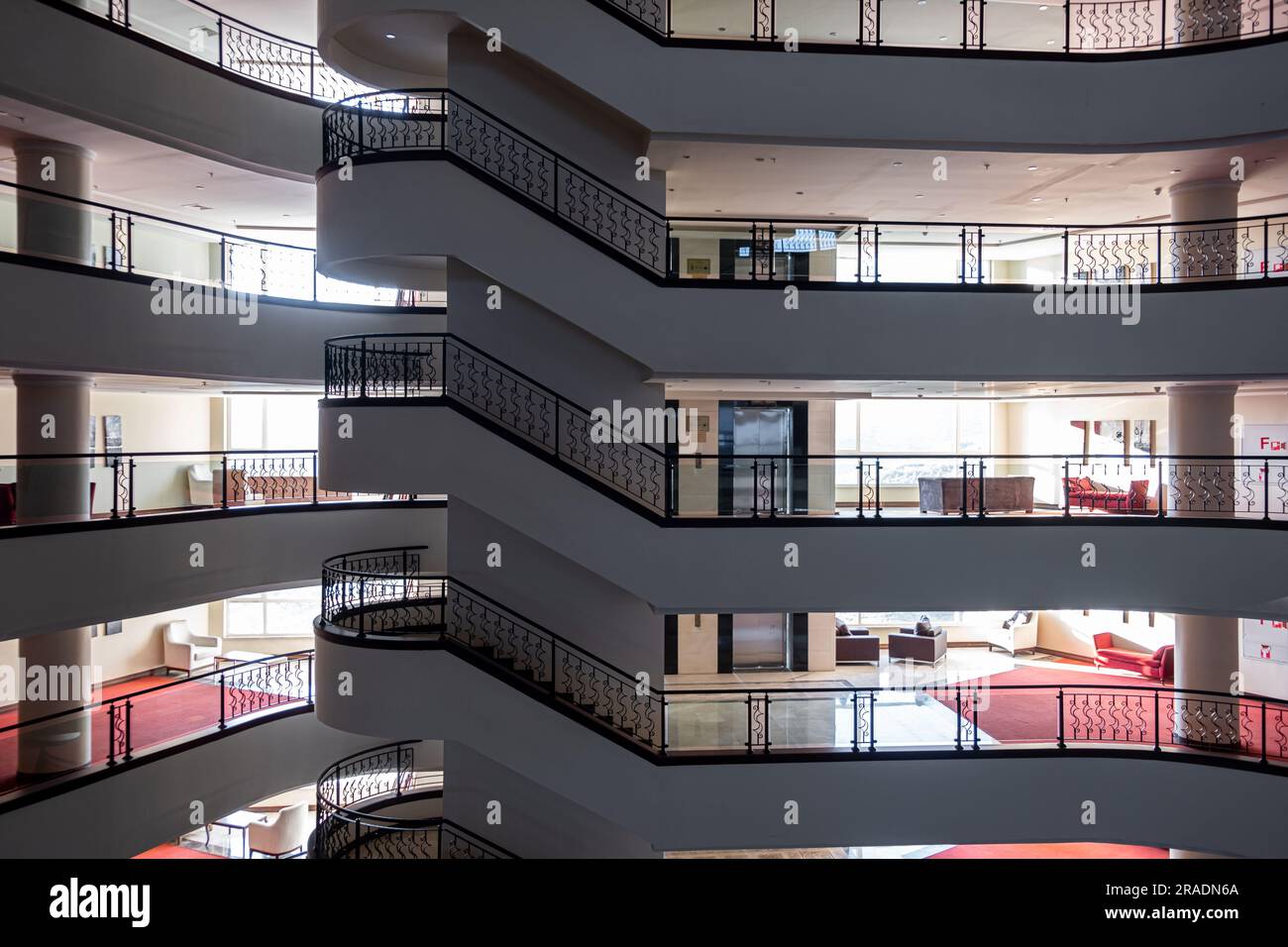 Many floors in the hotel, inside view. Many levels. Hotel Golden City ...