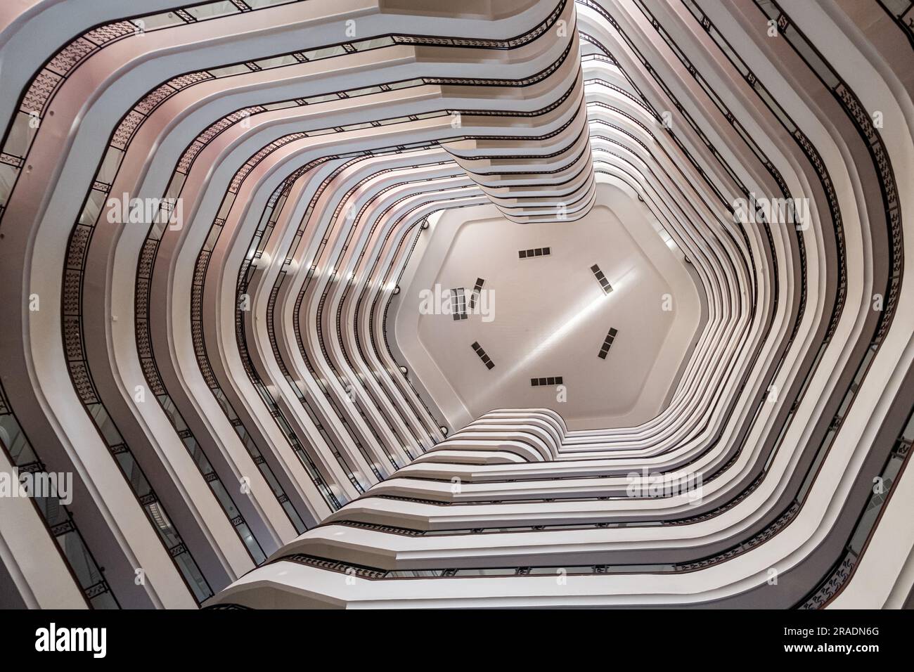 Many floors in the hotel, inside view. Many levels. Hotel Golden City ...
