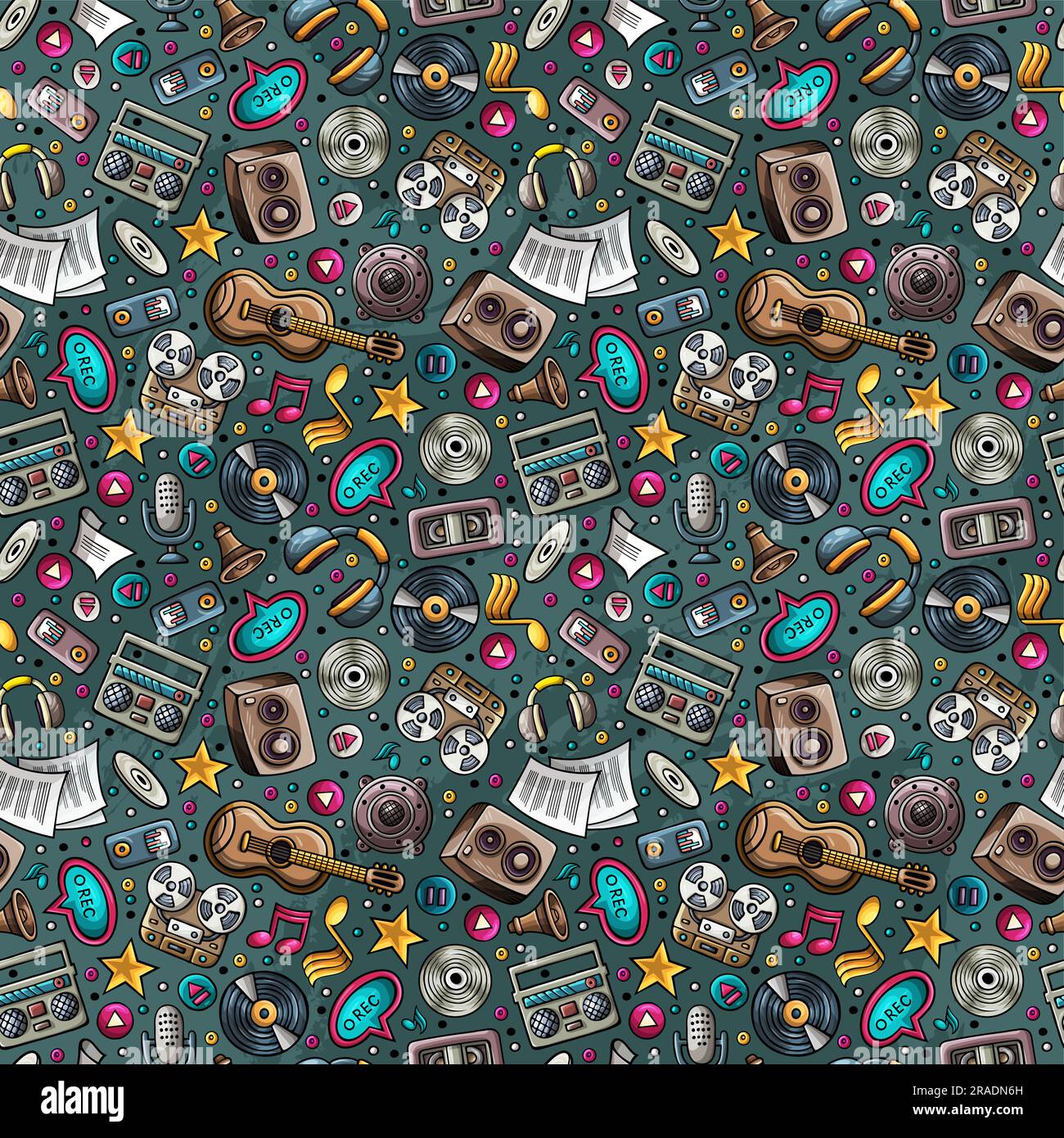 Cartoon musical instruments seamless pattern Stock Vector Image & Art ...