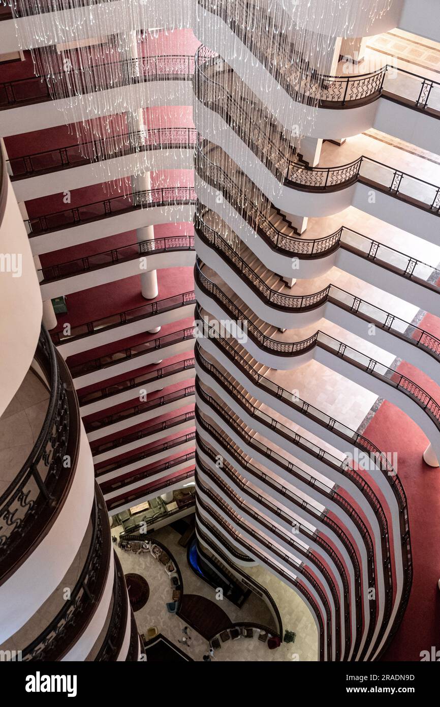 Many floors in the hotel, inside view. Many levels. Hotel Golden City ...