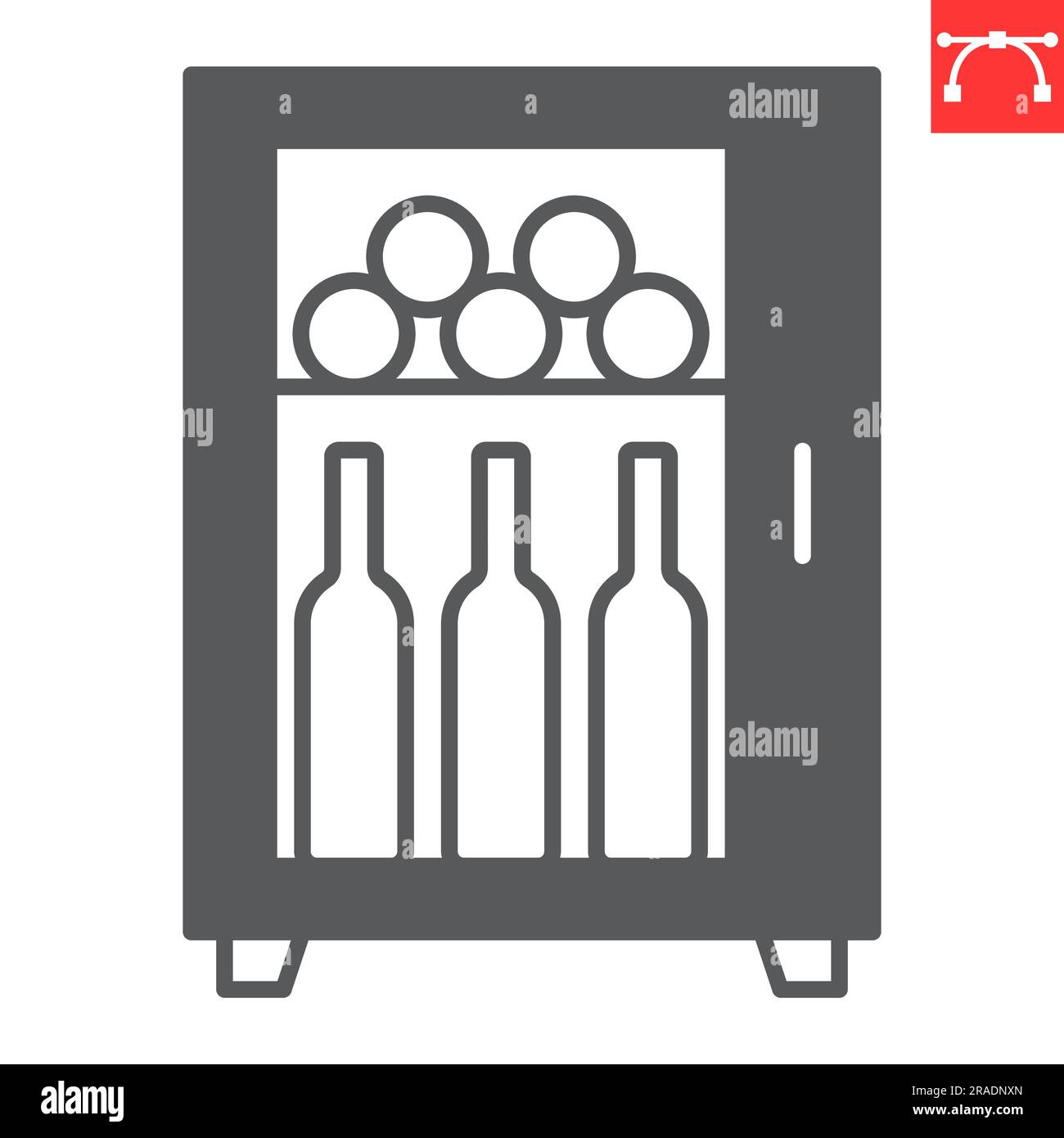 Wine fridge glyph icon, drink and alcohol, refrigerator with bottles ...