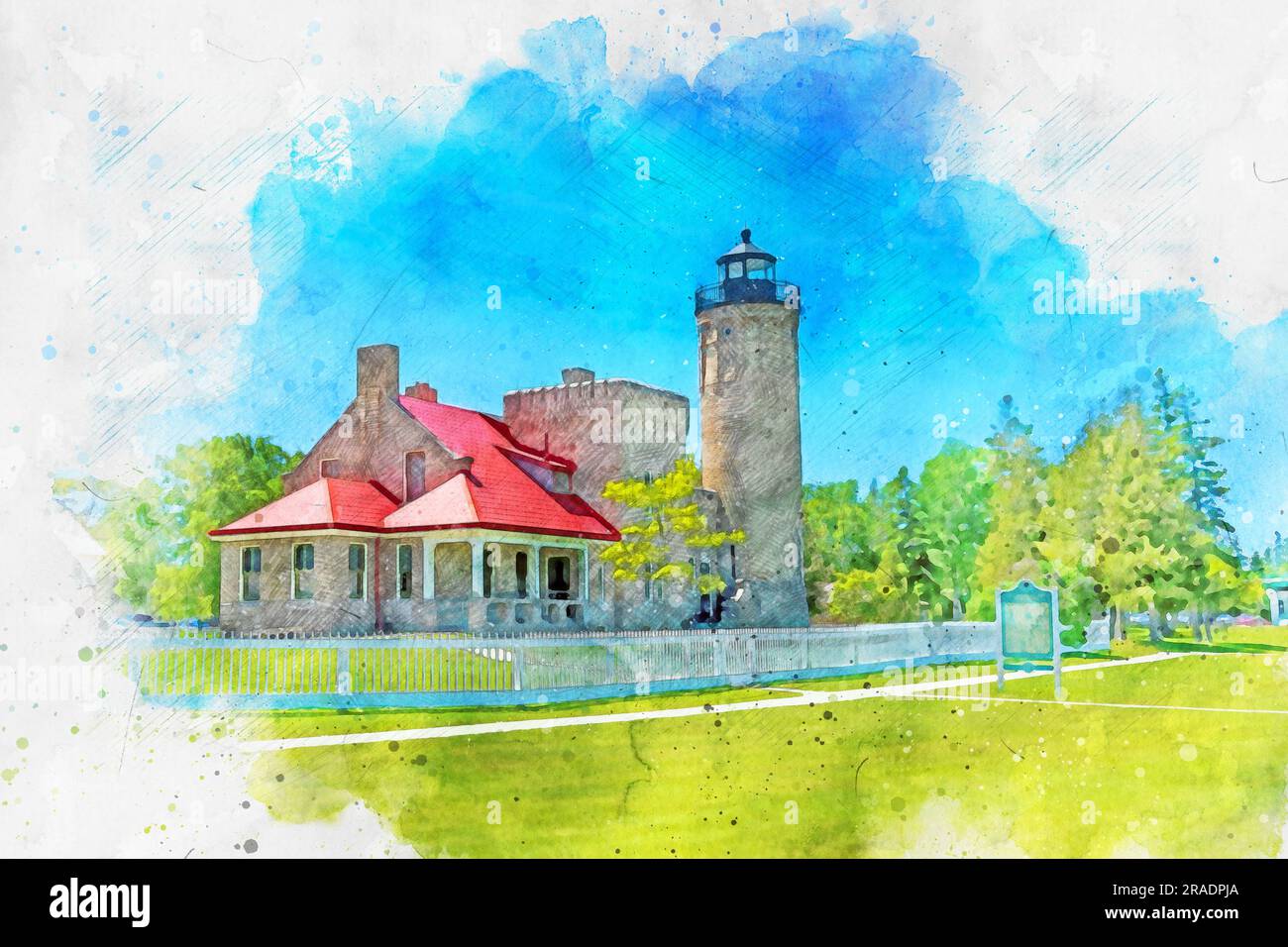 Digitally created watercolor painting of the grounds for the Old ...
