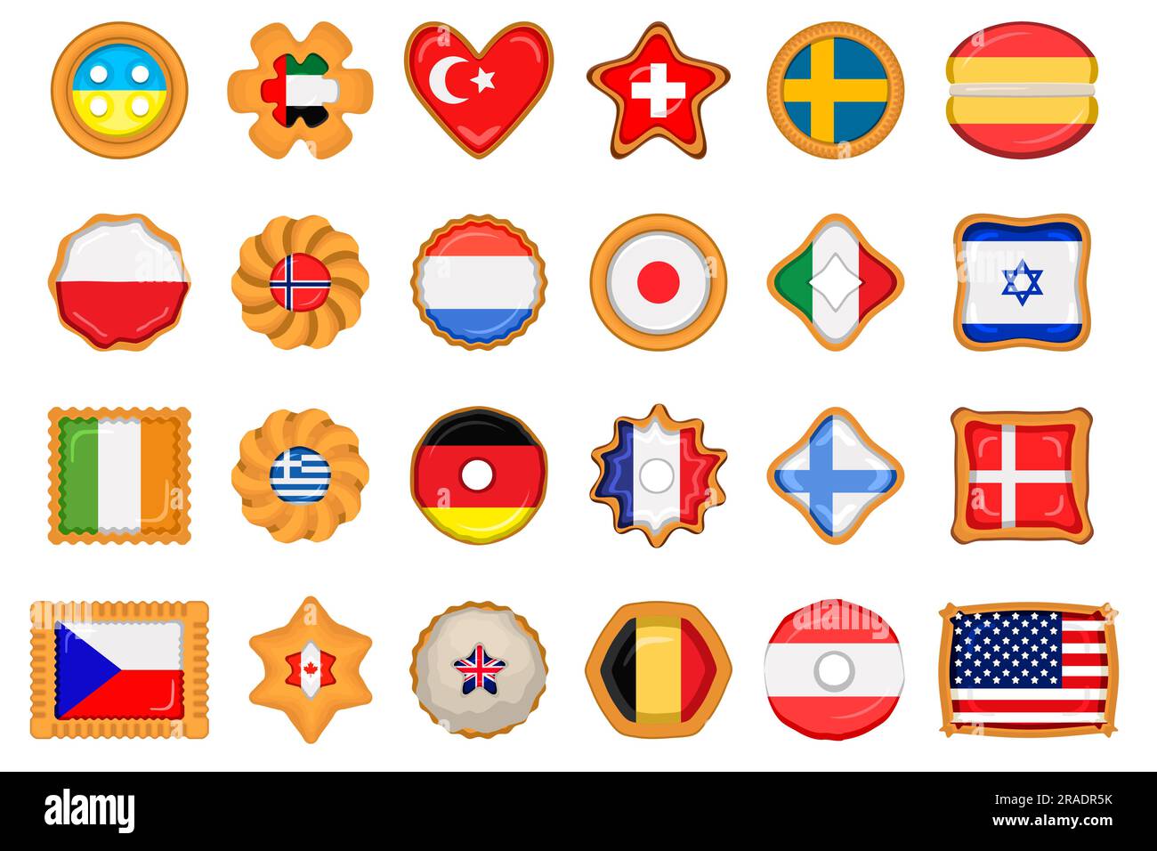 Set homemade cookie with flag country world in tasty biscuit, cookie ...