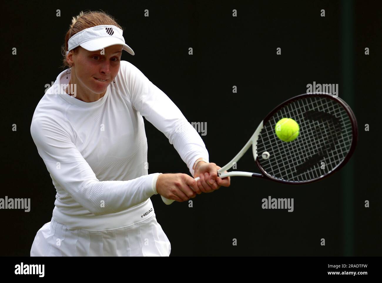 Liudmila Samsonova in action against Ana Bogdan (not pictured) on day ...