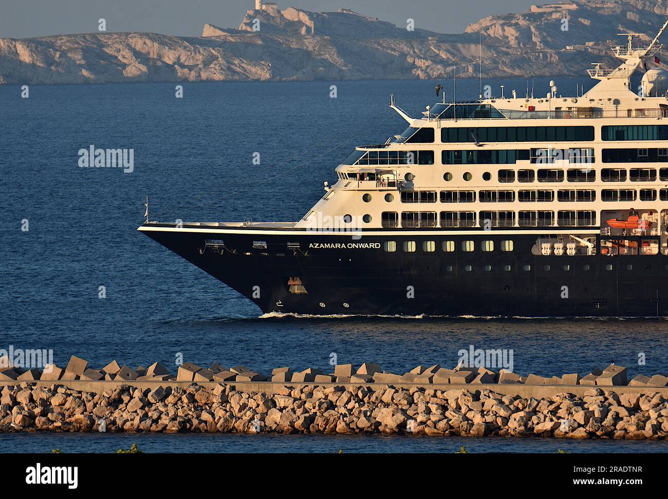The passenger ship Azamara Onward arrives at the French Mediterranean ...