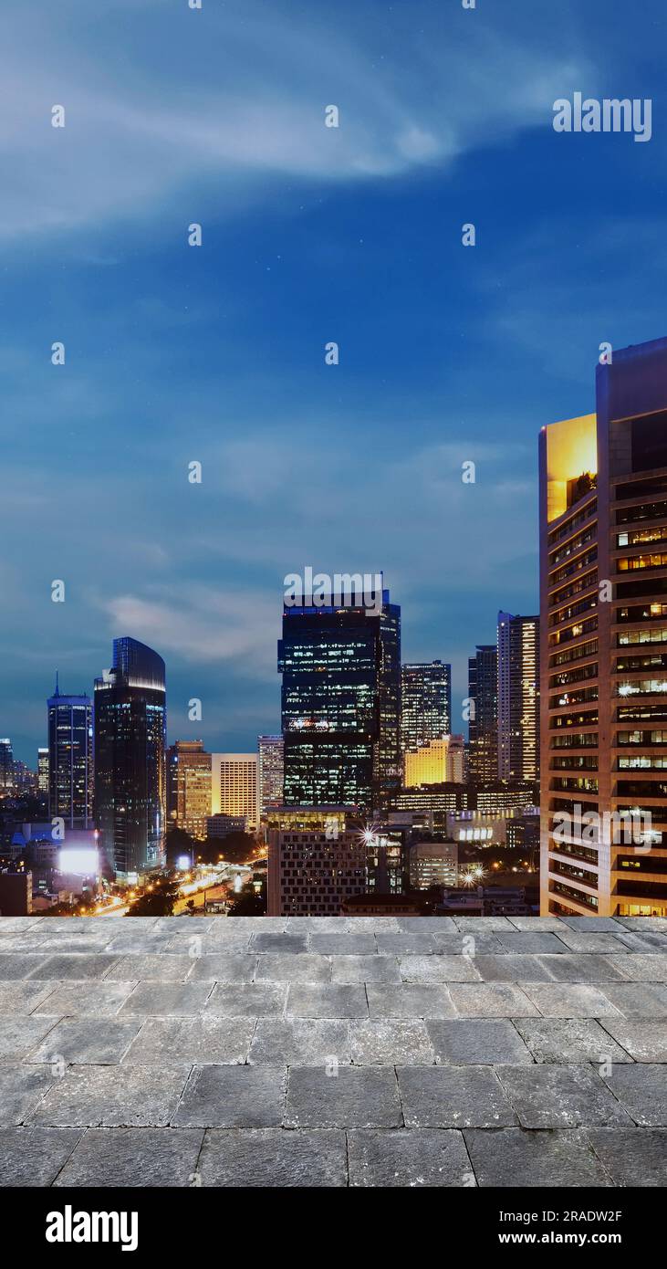 Skyscrapers and modern buildings with the night scene background Stock ...