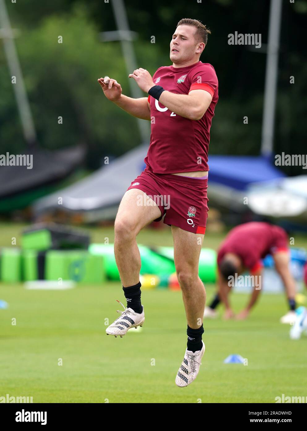 England's Freddie Steward during a training session at The Lensbury ...