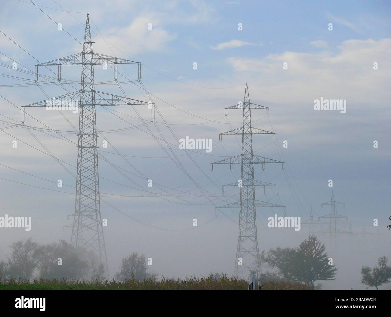 Power pylons, power lines, electrical, overhead power lines ...