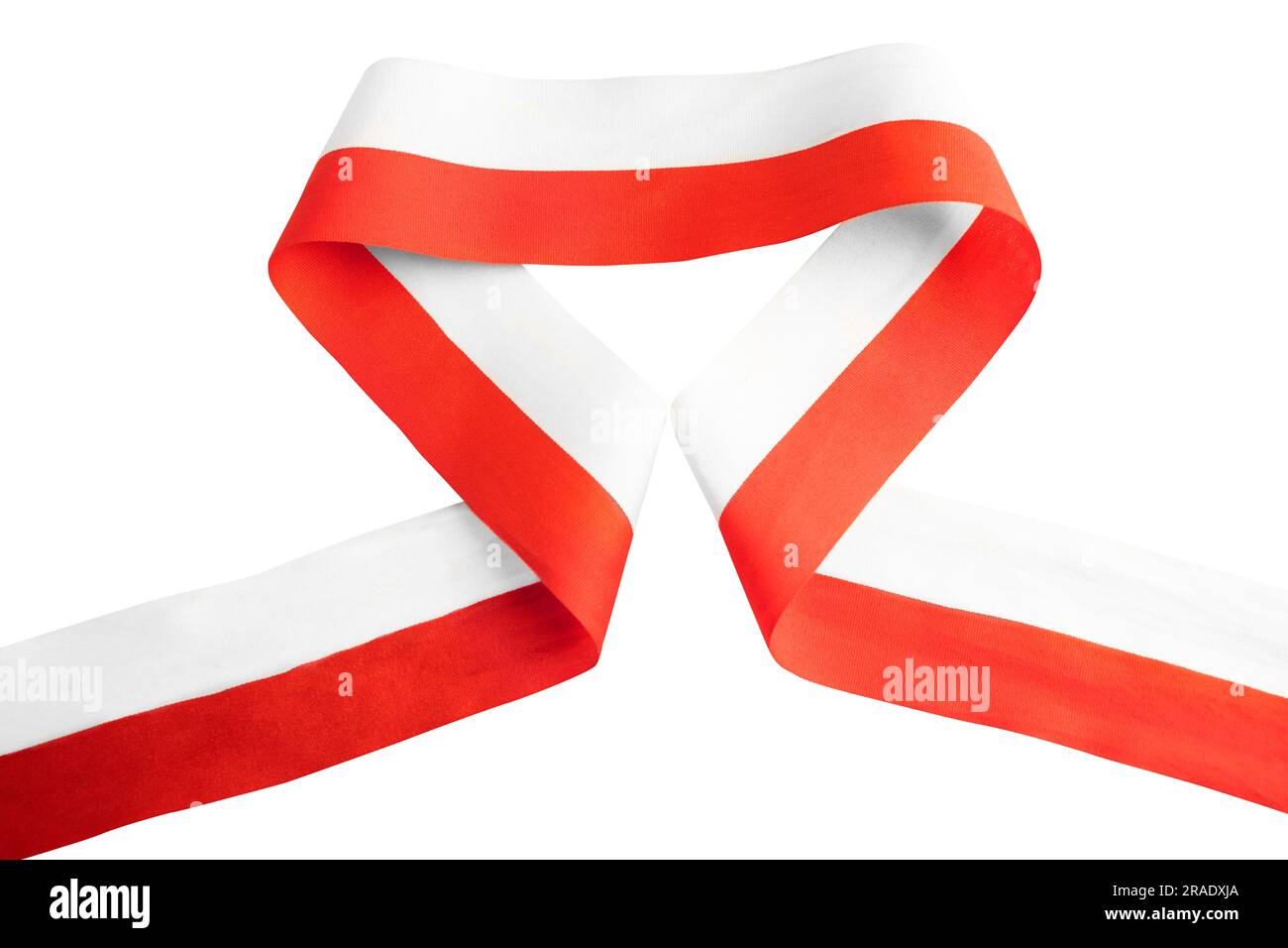 Ribbon with the red and white color of the Indonesian flag isolated ...