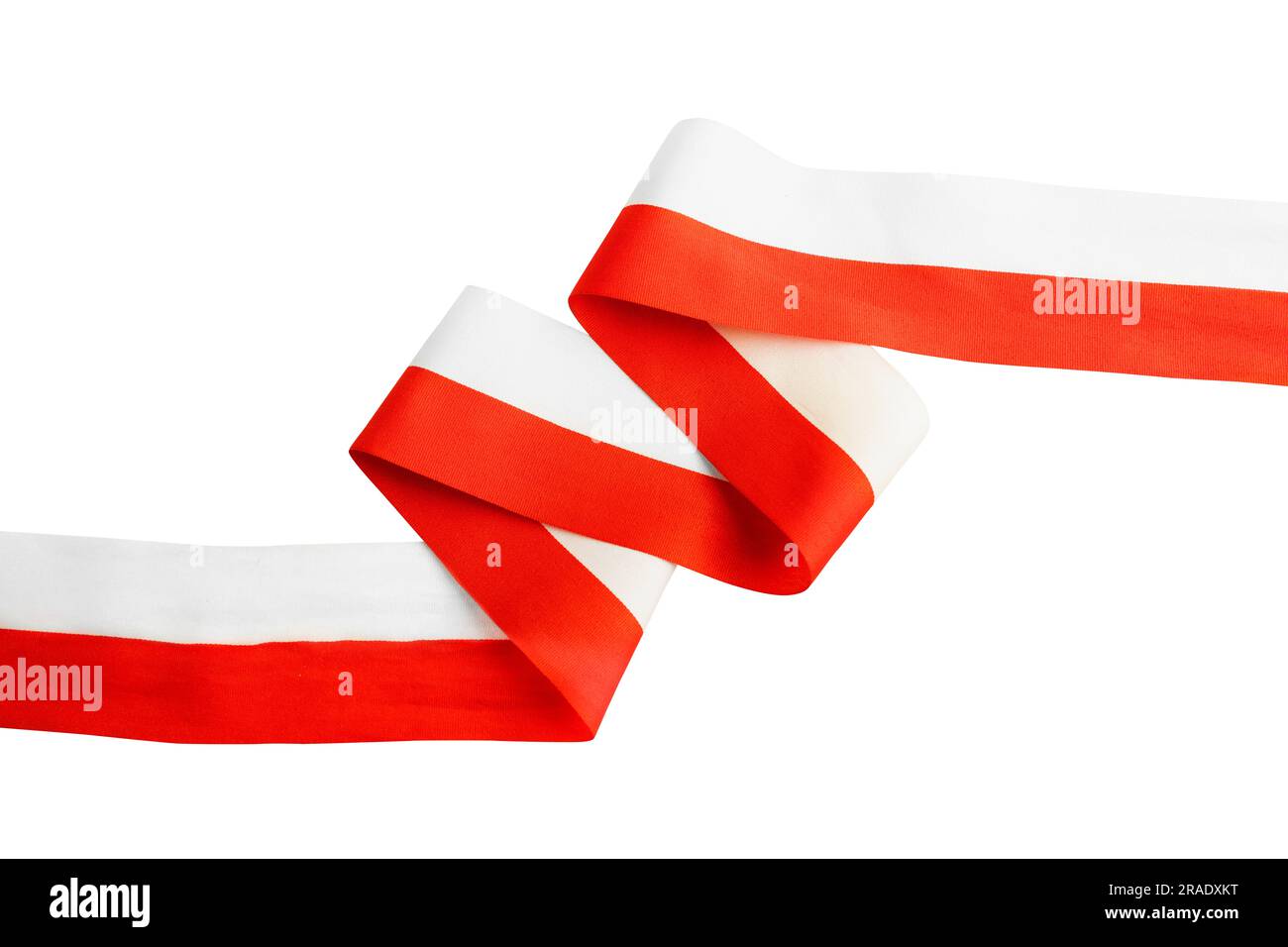 Ribbon with the red and white color of the Indonesian flag isolated ...