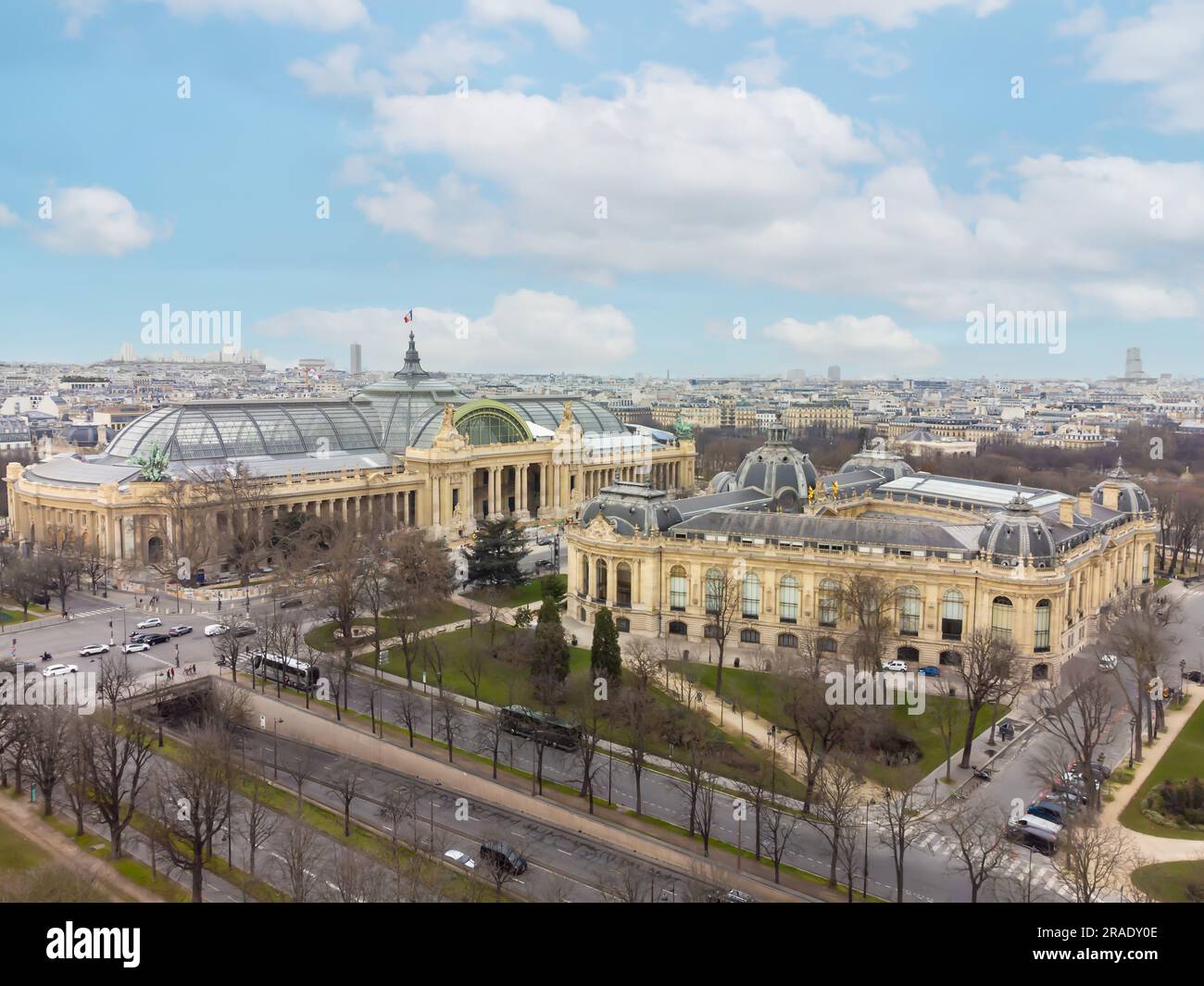 Aerial drone view of the Great Palace of the Elysian Fields (in French ...