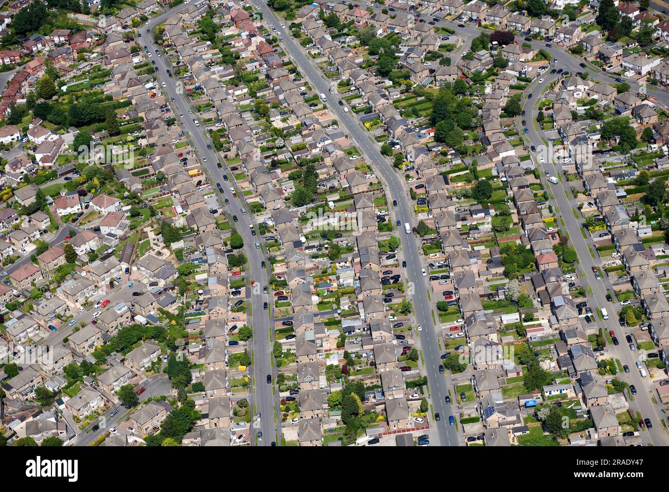 An aerial view of semi detached suburbia, at Carr Manor Estate, North ...