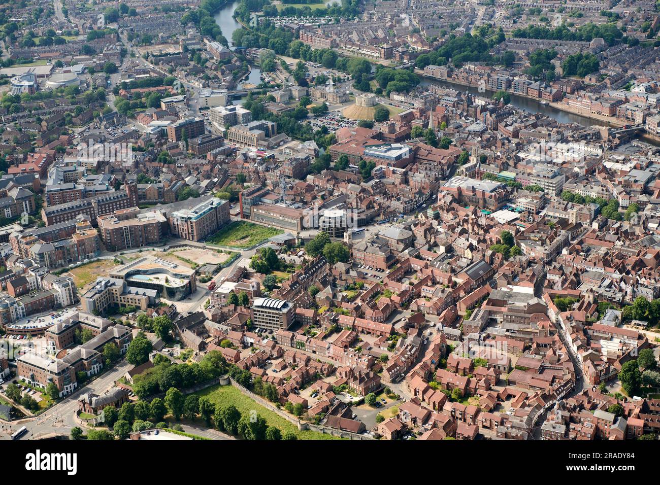 An aerial view of the historic city of York, Northern England, North ...