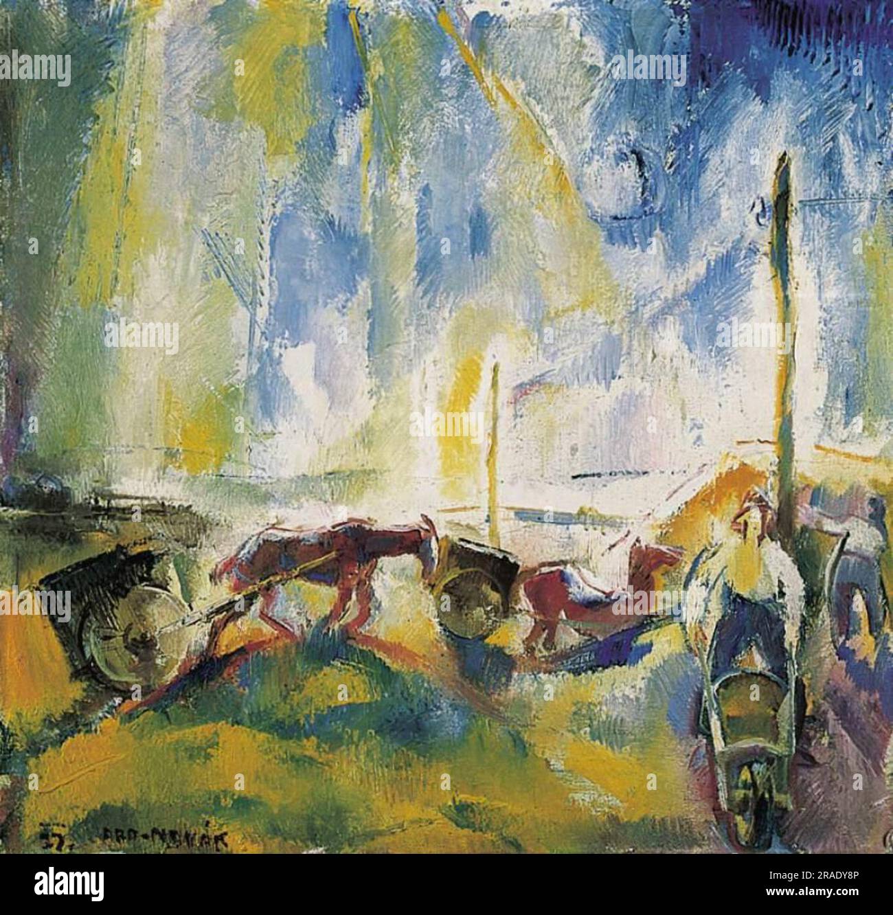 Daylabourers with Wheelbarrows 1927 by Vilmos Aba-Novak Stock Photo - Alamy