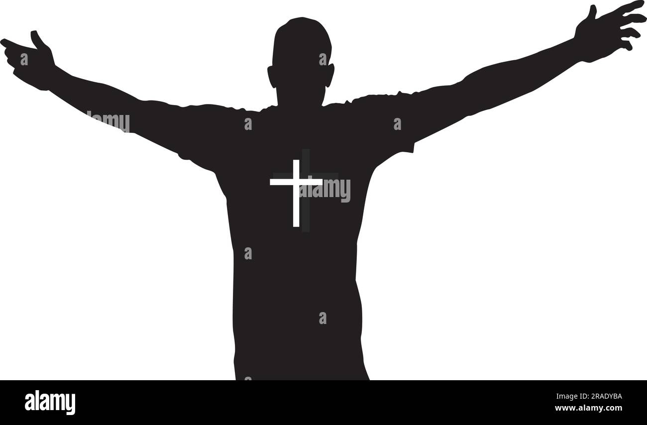 A Man praying and praising God silhouette vector illustration Stock ...