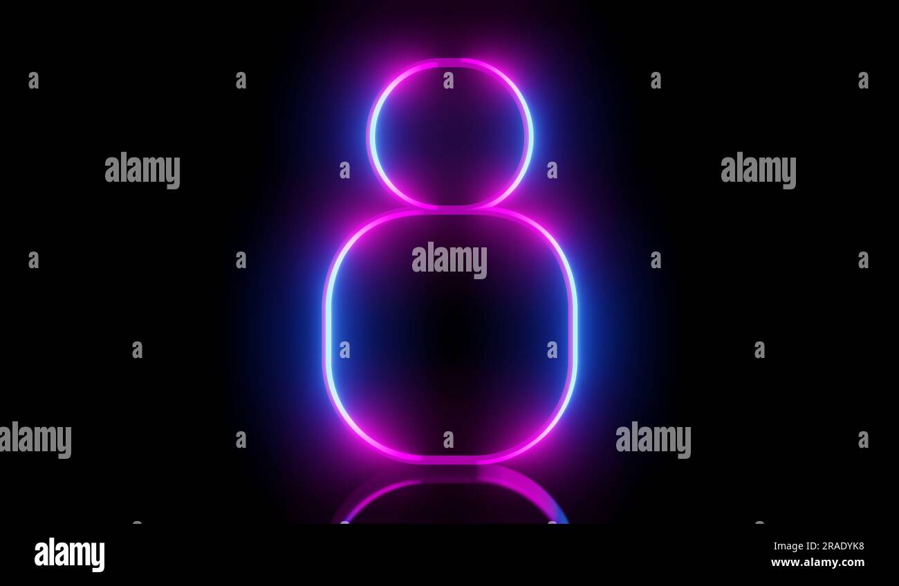 8 - ultraviolet neon number on black background - 3D illustration Stock ...