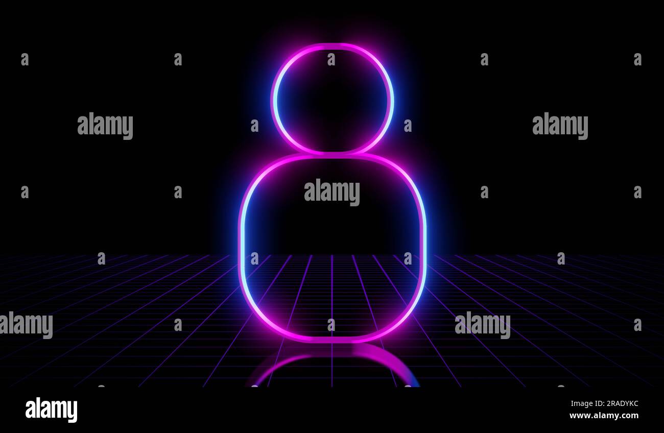 8 - ultraviolet neon number on black background - 3D illustration Stock ...