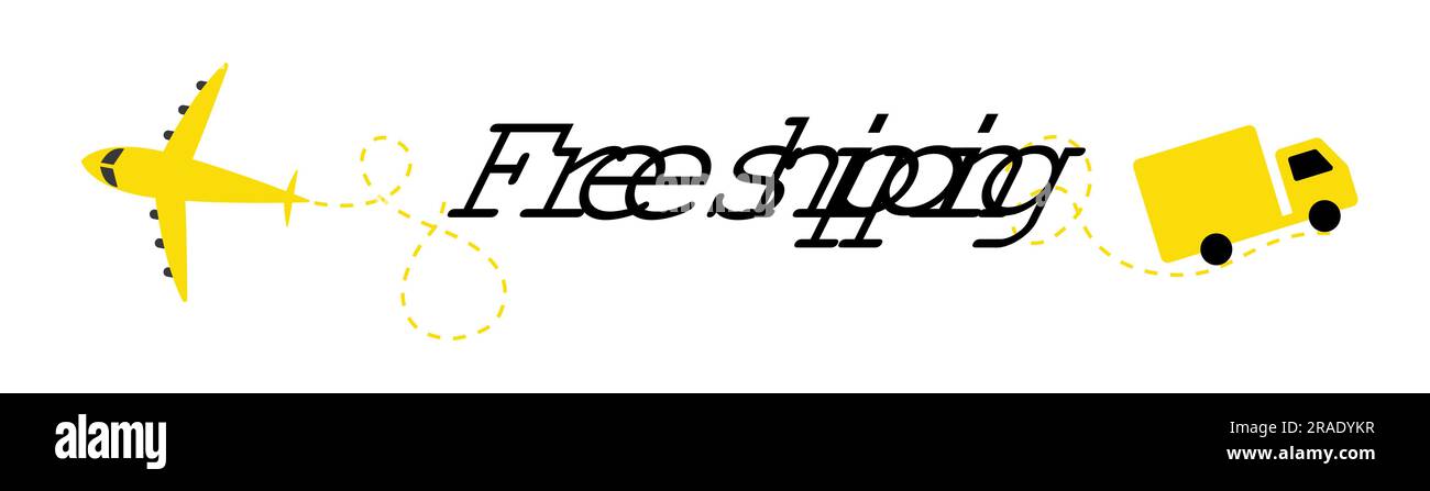 Free shipping horizontal illustration with flying airplane and van ...