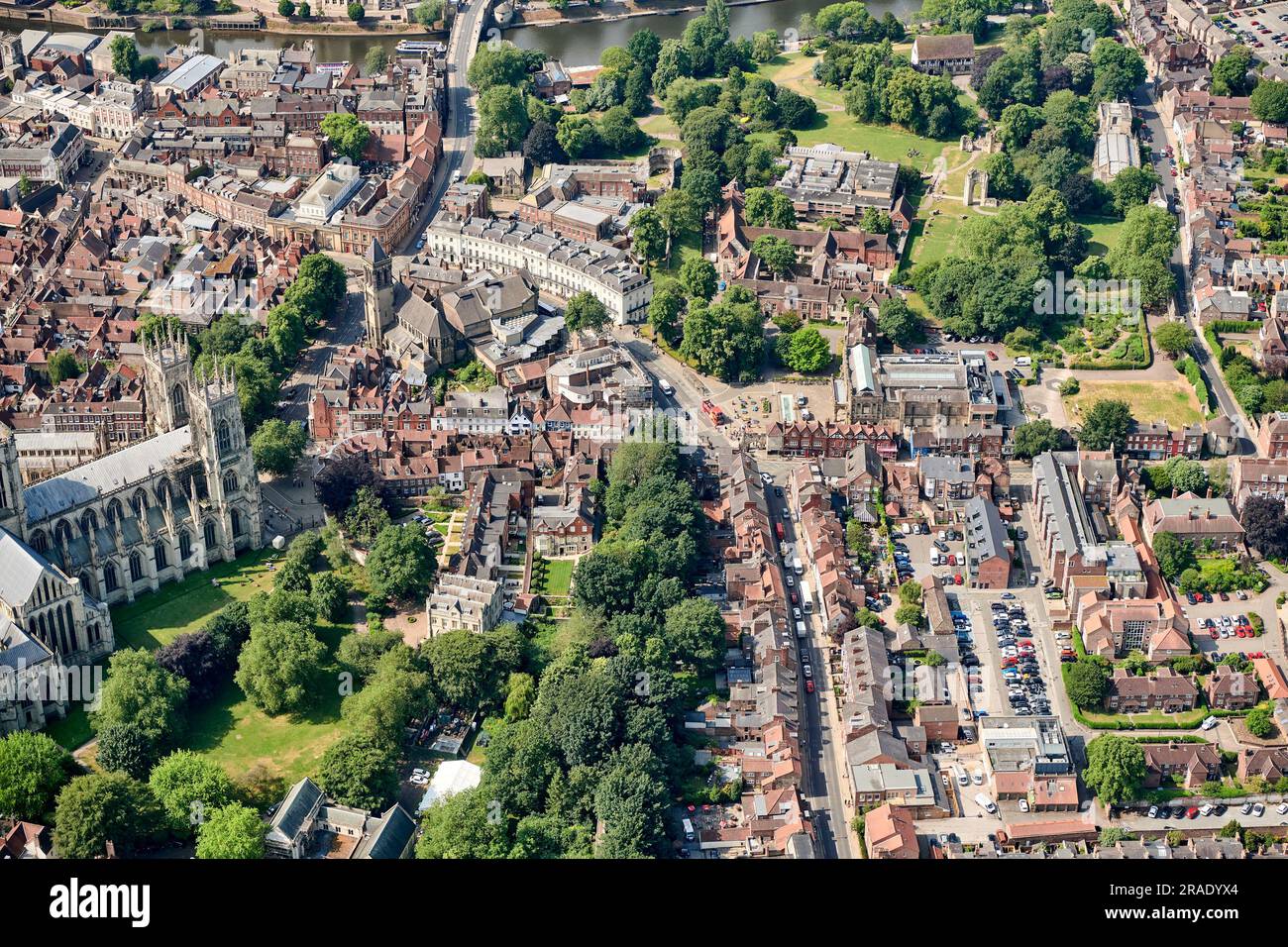 An aerial view of the historic city of York, Northern England, North ...