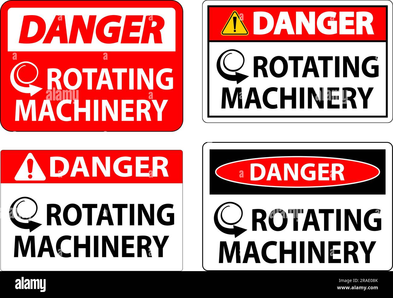 Danger Sign Rotating Machinery On White Background Stock Vector Image ...
