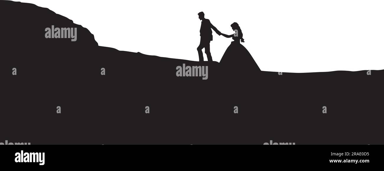 Happy wedding couple walking vector Stock Vector Image & Art - Alamy
