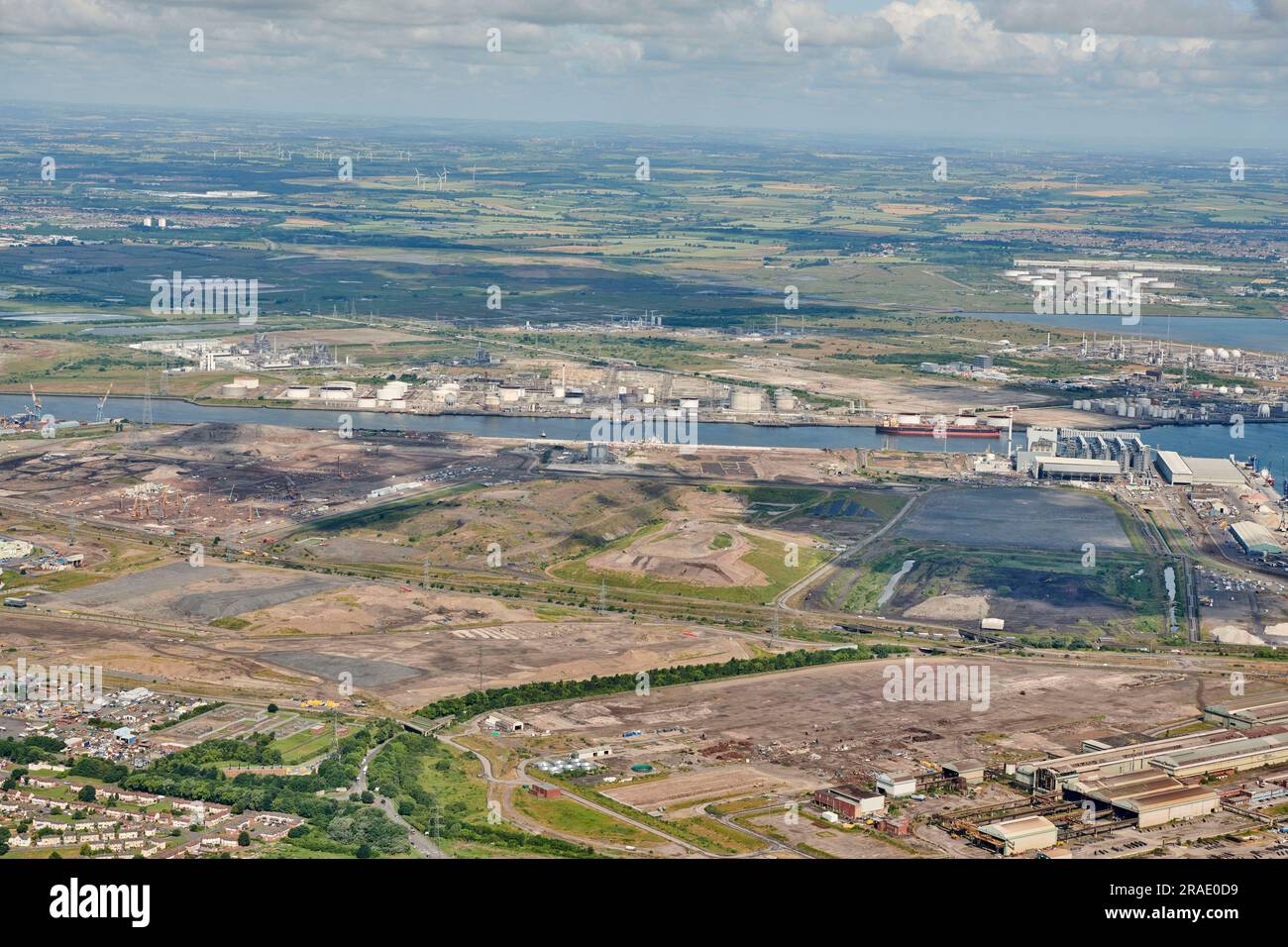 An aerial photograph of Teesport, Tees estuary, Teeside, Middlesbrough ...