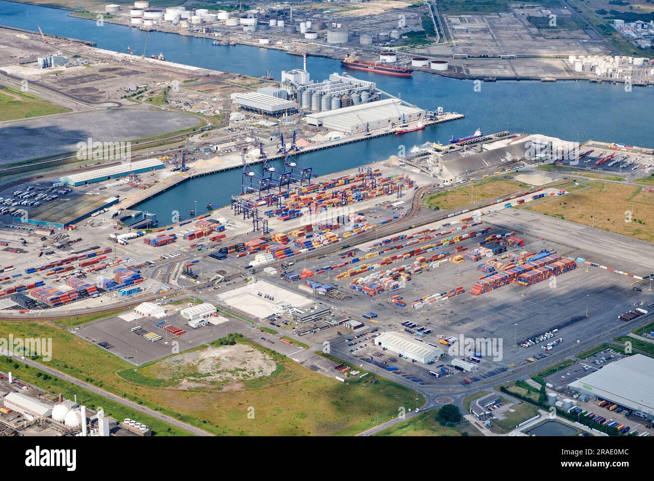 An aerial photograph of Teesport, Tees estuary, Teeside, Middlesbrough ...