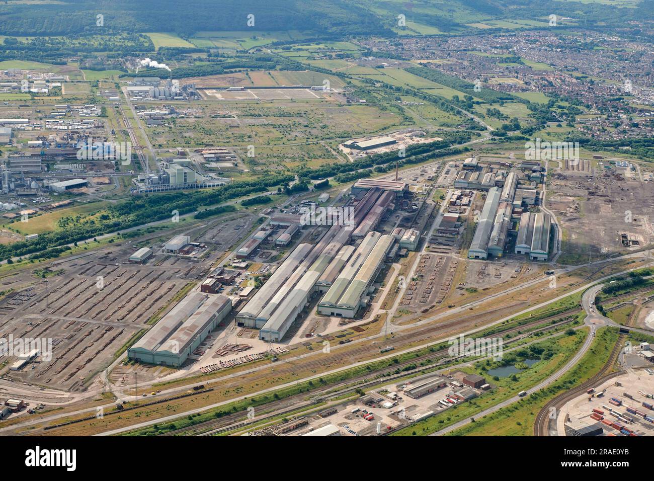 An aerial photograph of the Former British Steel site, at Teeside south ...