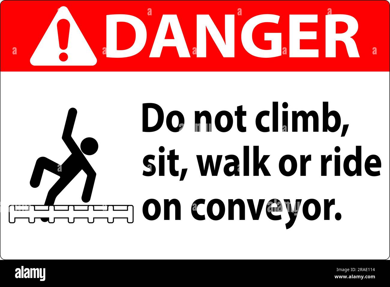 Danger Label Do Not Climb, Sit, Walk or Ride on Conveyor Stock Vector ...