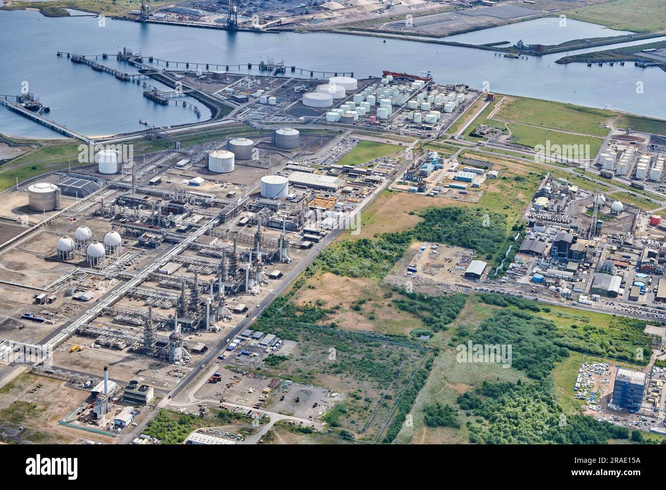 An aerial photograph of Teesport, Tees estuary, Teeside, Middlesbrough ...