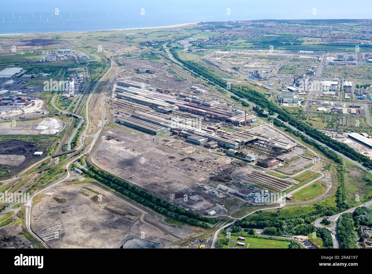 An aerial photograph of the Former British Steel site, at Teeside south ...