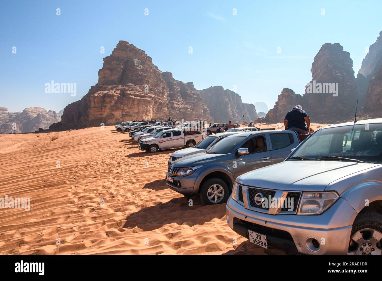 Wadi Rum, Jordan - December 19, 2022: A tourist expedition on off-road ...