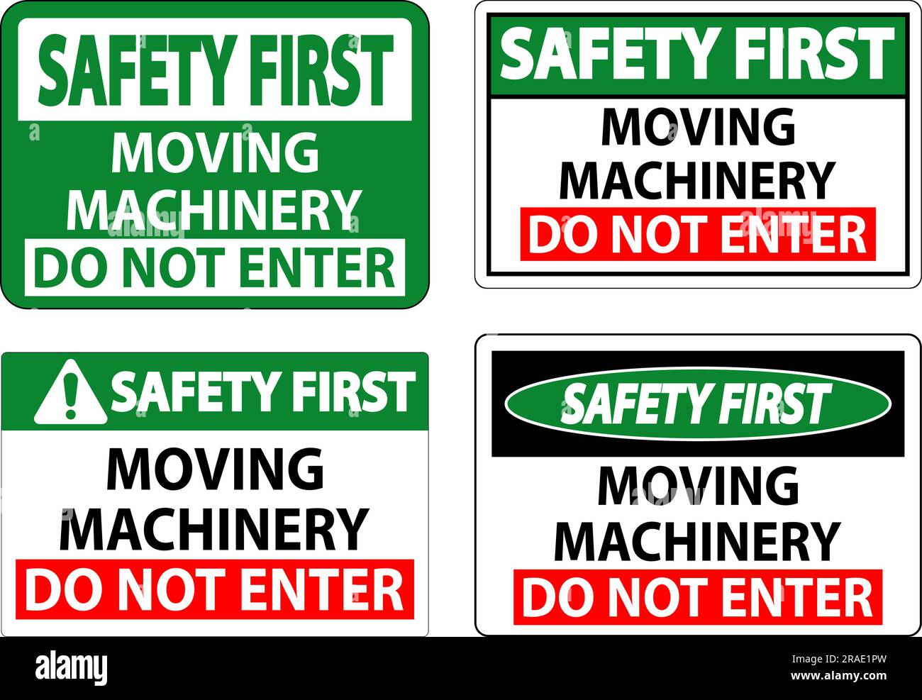 Safety First Sign Moving Machinery, Do Not Enter Stock Vector Image ...