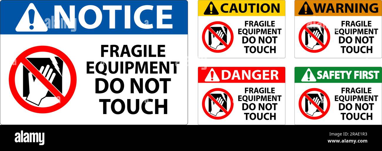 Caution Machine Sign Fragile Equipment, Do Not Touch Stock Vector Image ...
