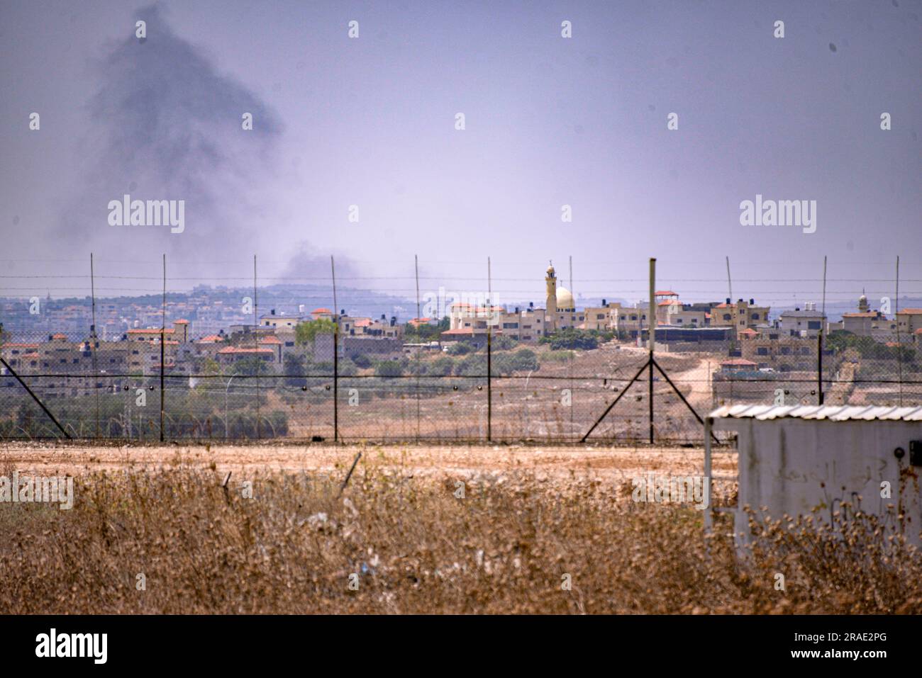 Israel. 03rd July, 2023. Pillars of smoke rise above the Palestinian ...