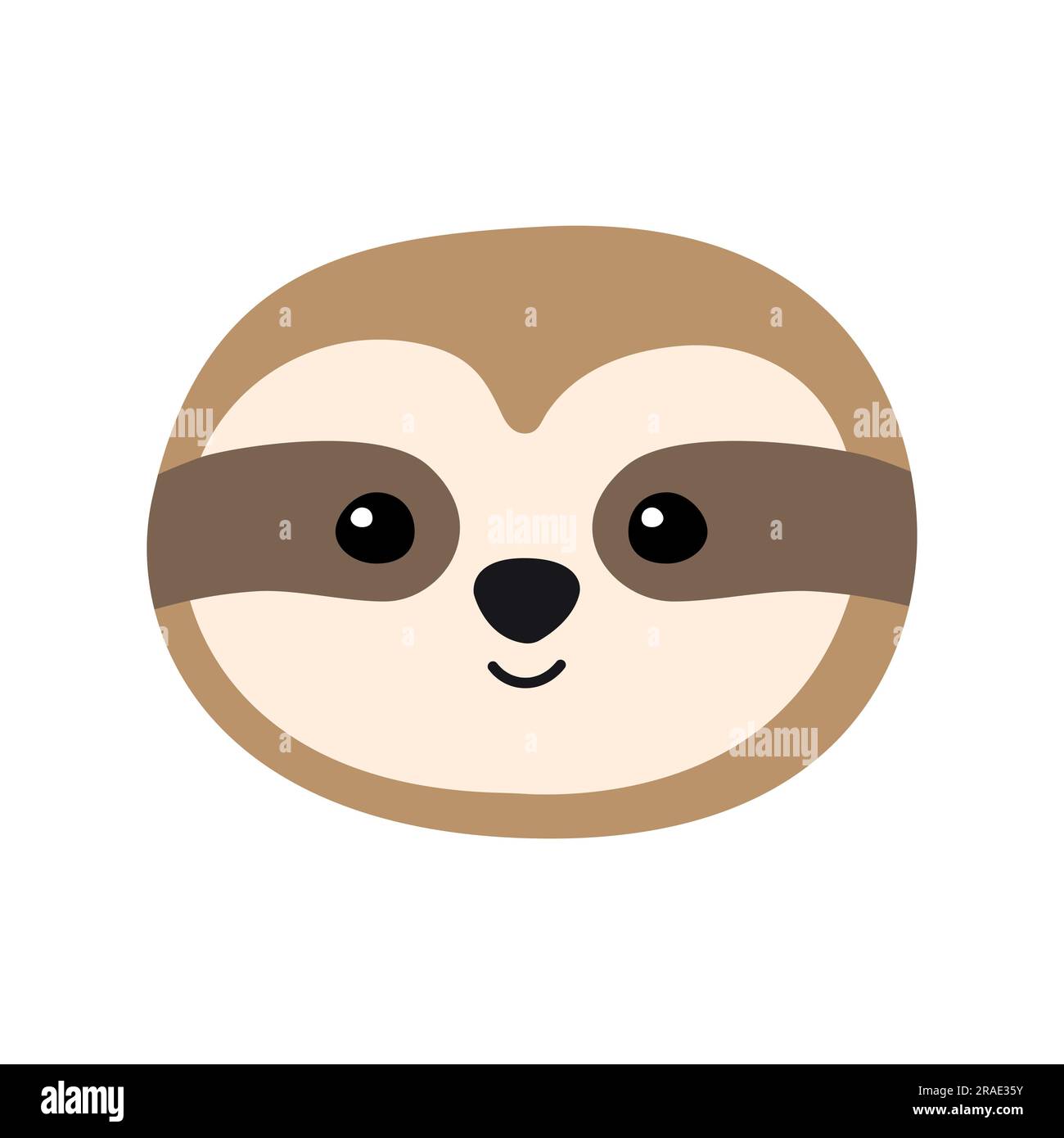 Vector flat hand drawn sloth face isolated on white background Stock ...
