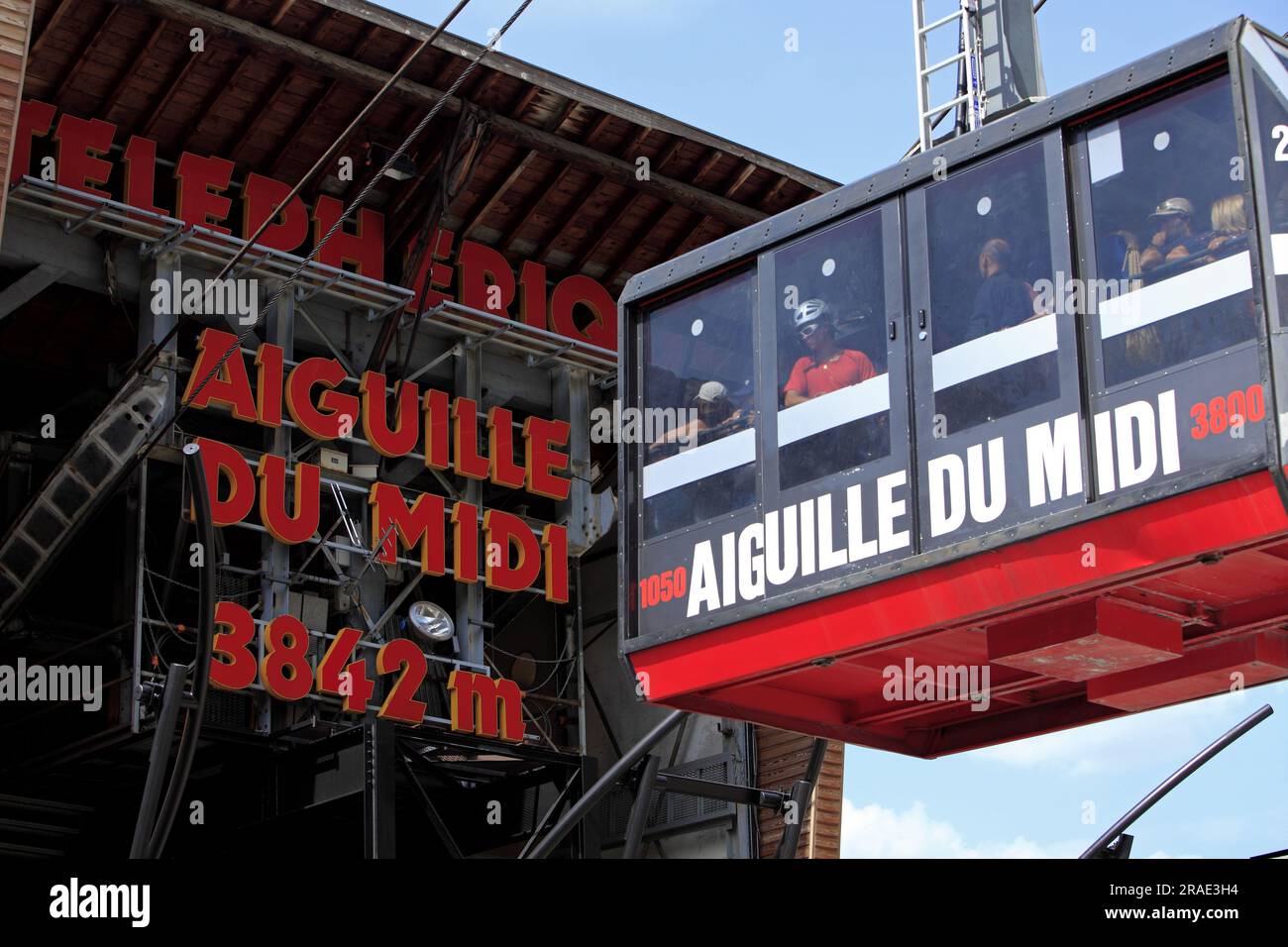 The Aiguille du Midi cable car, the highest in Europe. Chamonix, Haute ...