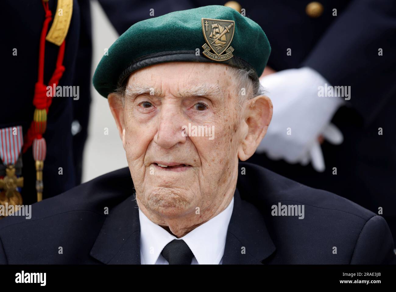 FILE - French WWII veteran of the Commando Kieffer Leon Gautier attends ...